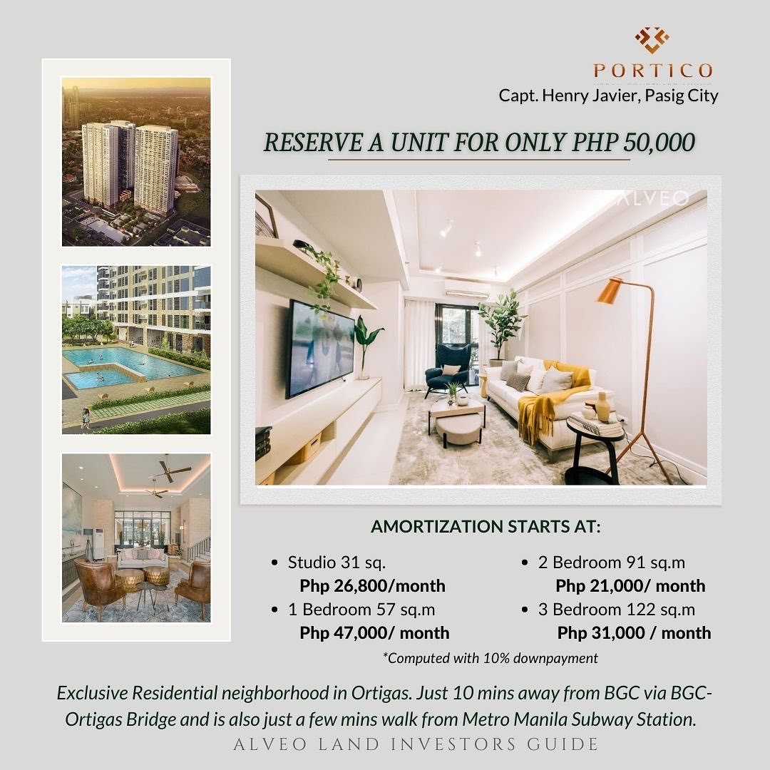 The Portico at Pasig Ortigas - New Tower Launched! Pre-selling by Alveo ...